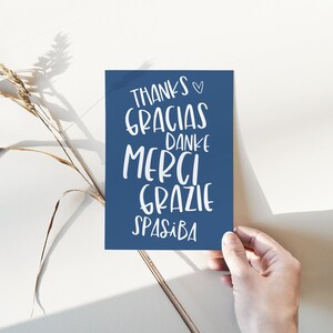 Thank You Card, Thank You Languages Card, Merci, Gracias, Danke, Grazie ...