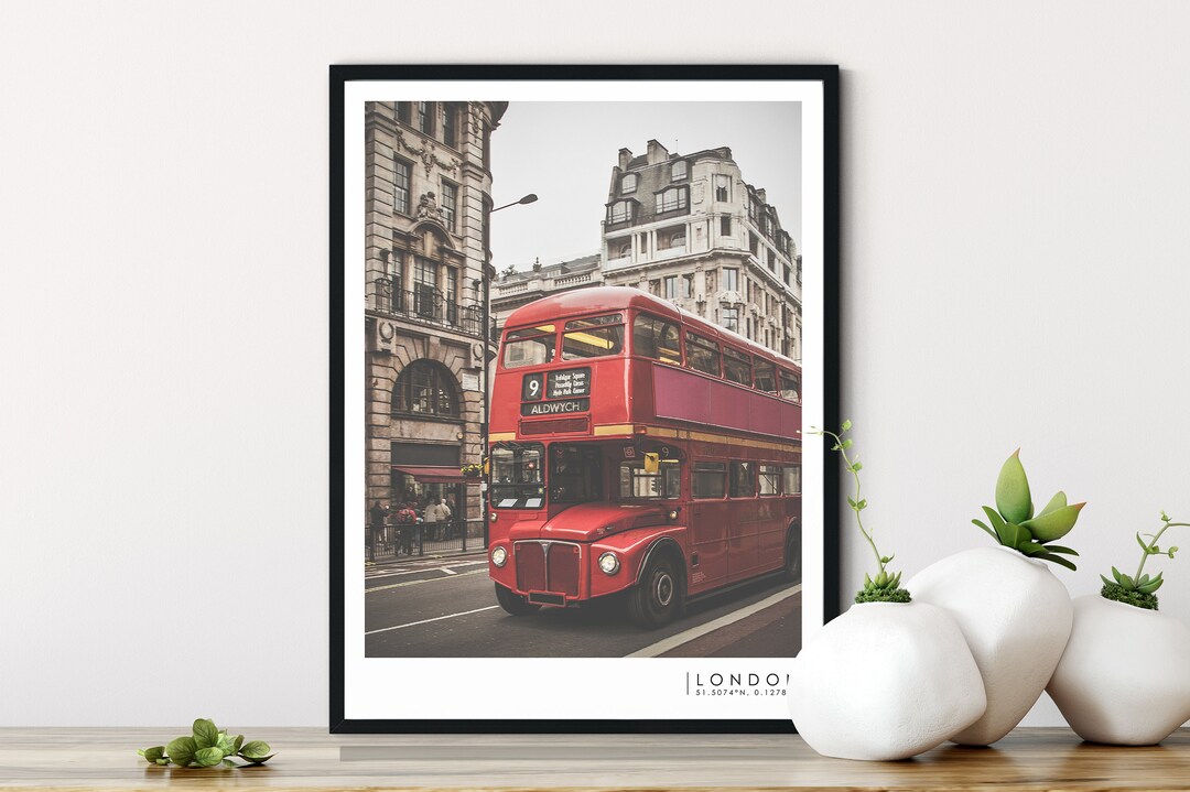 London Bus Print, London Travel Poster, Vintage Red Bus, London ...