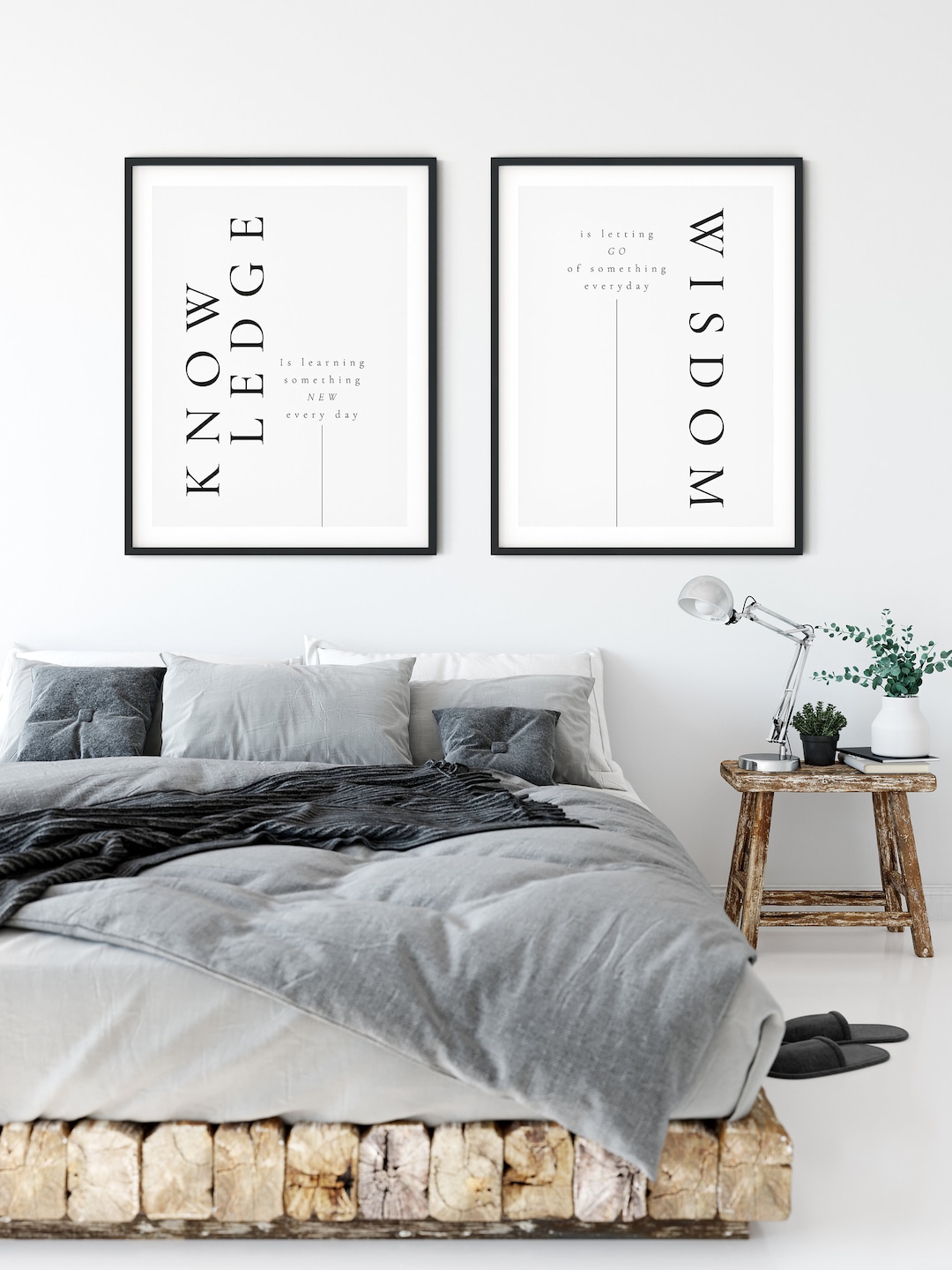 KNOWLEDGE & WISDOM Poster Set | Set of 2 Prints | Inspirational Quote ...