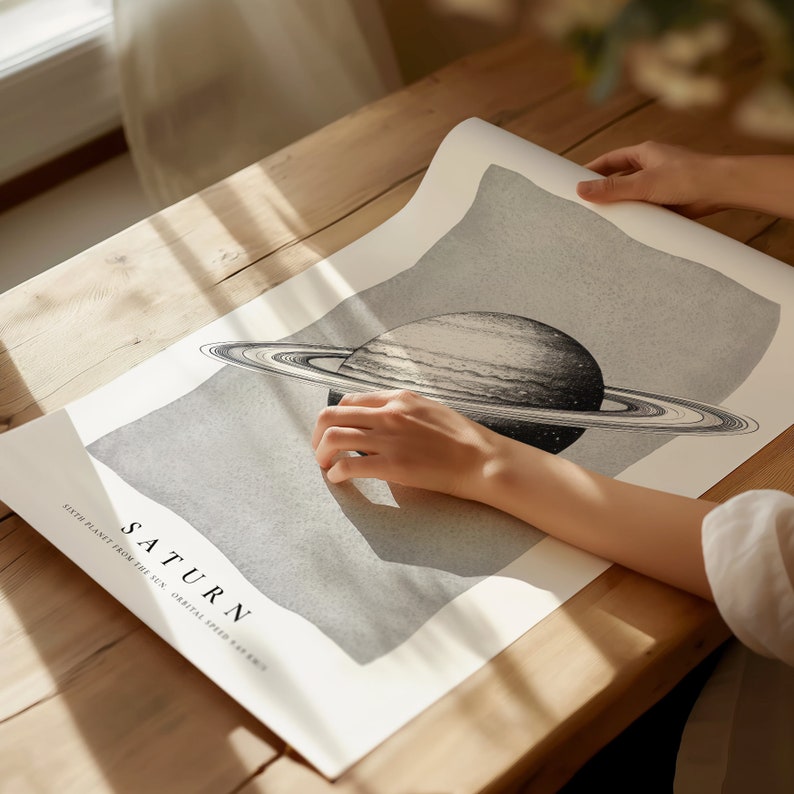 Saturn Planet Print, Planets Poster, Solar System Poster, Science Space ...