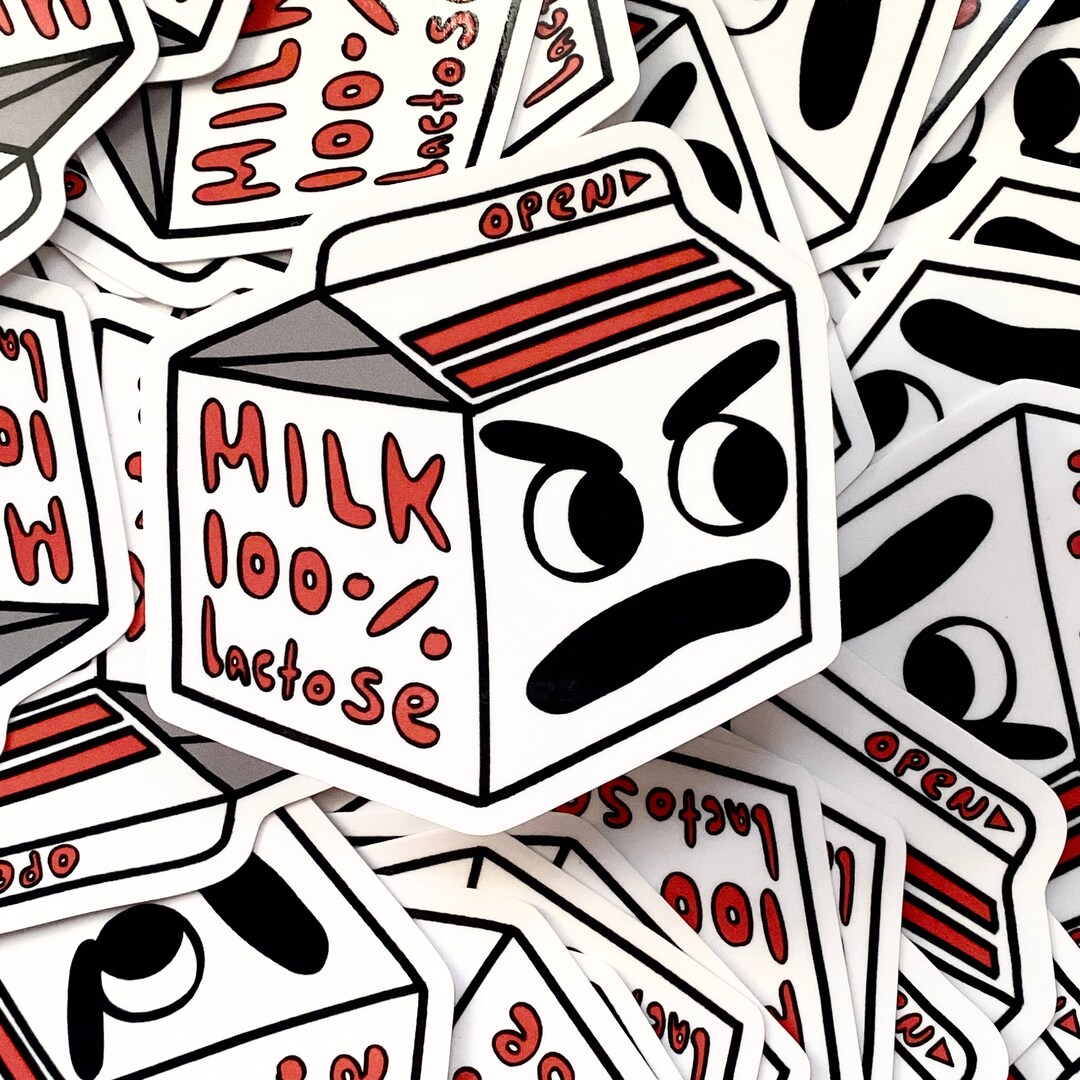 Lactose Intolerant angry Milk 3 Waterproof Vinyl - Etsy UK