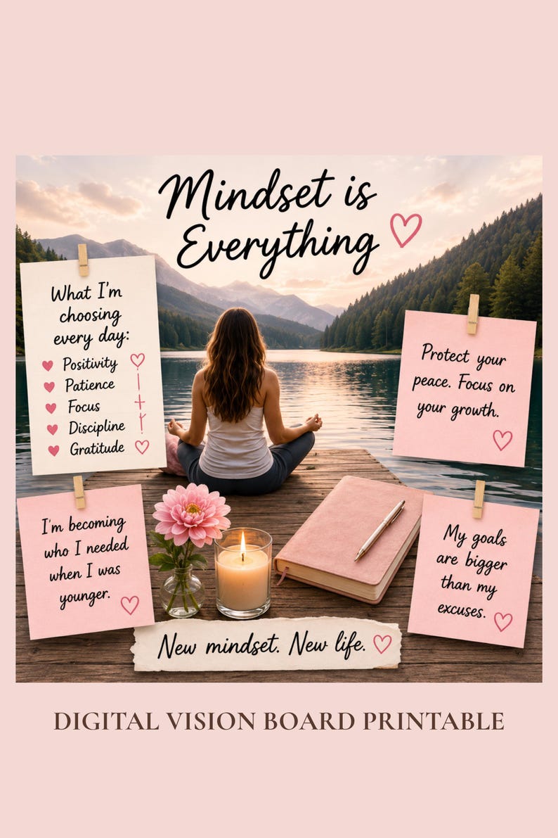 Pink Vision Board Printable | Soft Life Vision Board Kit | Becoming Her ...