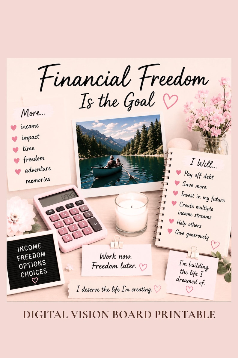 Pink Vision Board Printable | Soft Life Vision Board Kit | Becoming Her ...