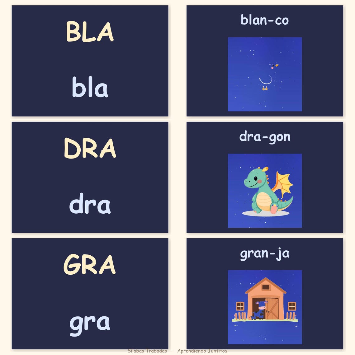 Sílabas Trabadas - 60 Tarjetas Imprimibles Español - Flashcards ...