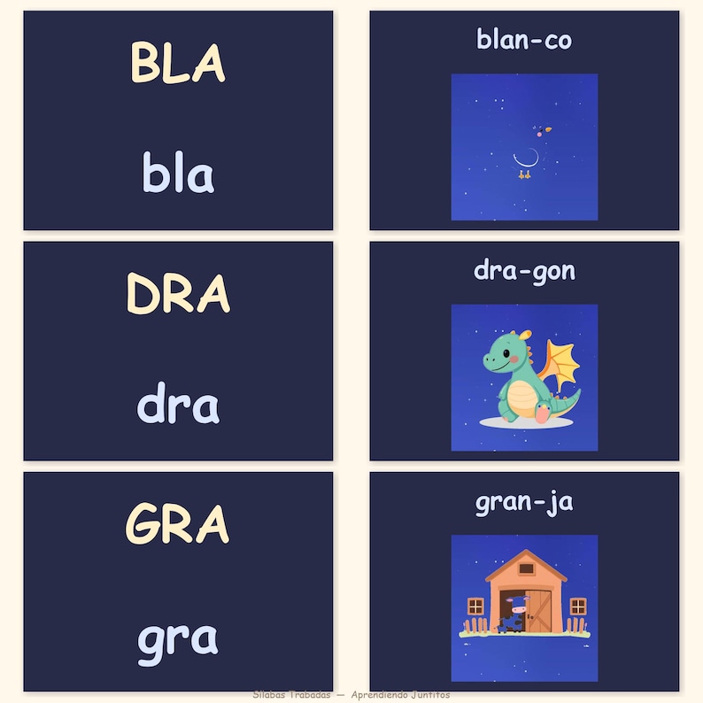 Sílabas Trabadas - 60 Tarjetas Imprimibles Español - Flashcards ...