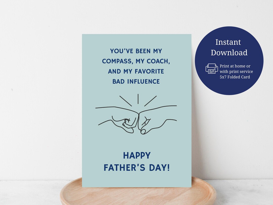Funny Father's Day Card – Printable 5x7 Folded Card – Instant Download ...