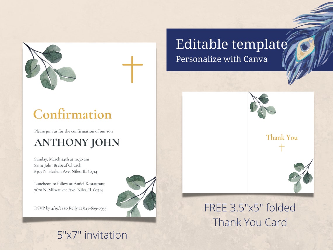 Gold Confirmation Invitation - Etsy