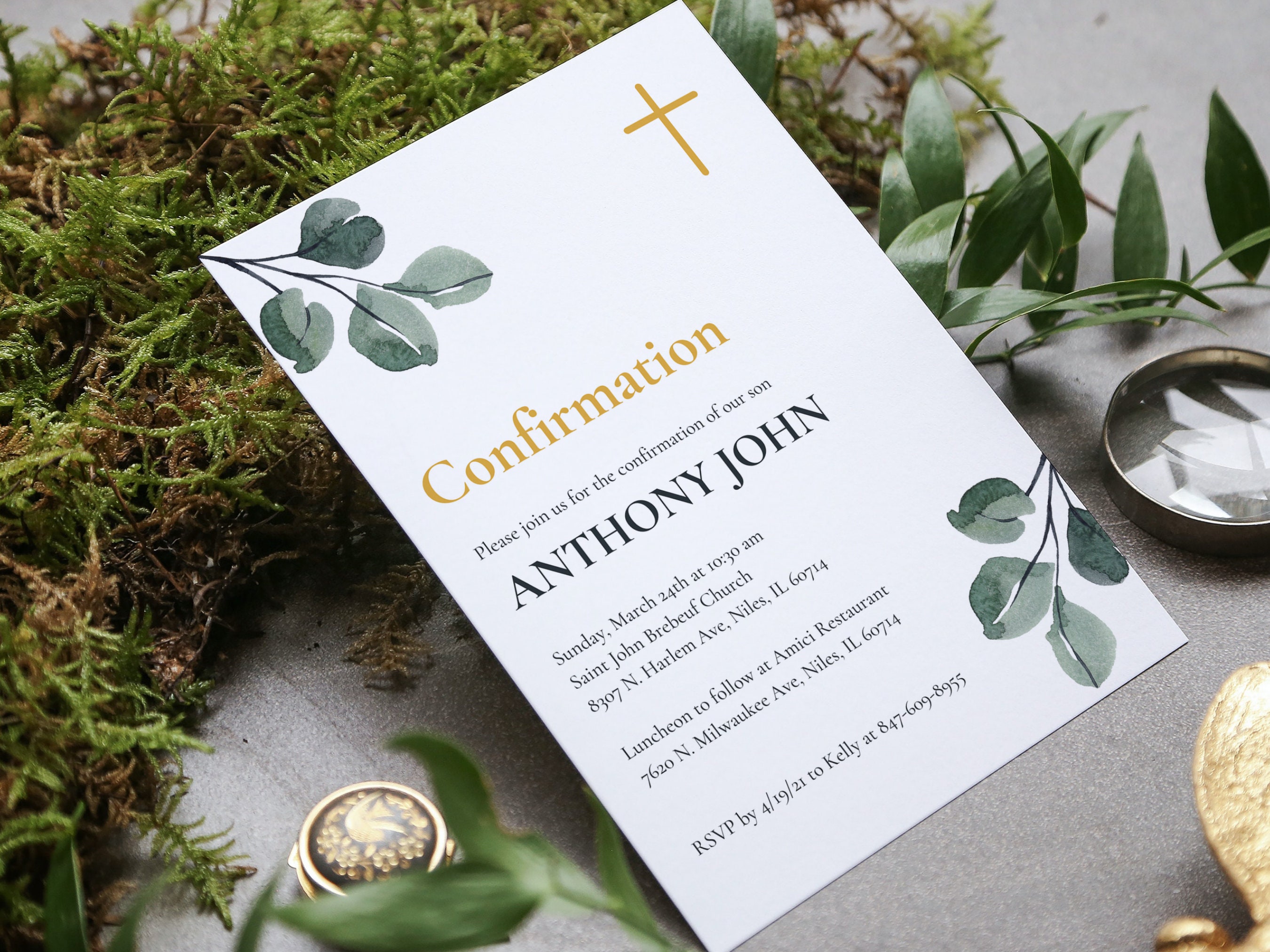 Gold Confirmation Invitation - Etsy