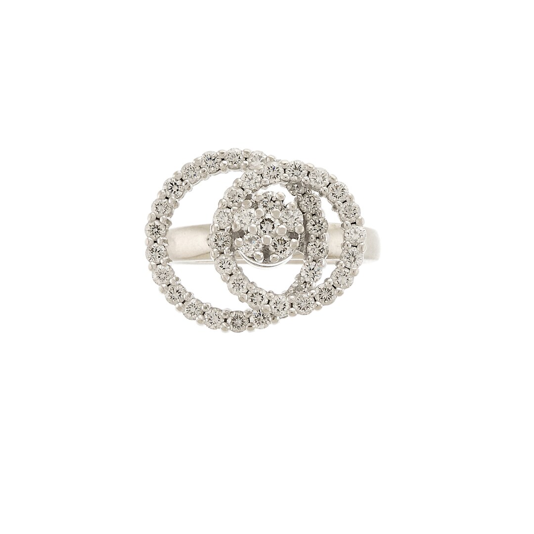 Vintage N. Teufel Two Circles Motion Ring With Diamonds in 14k White ...