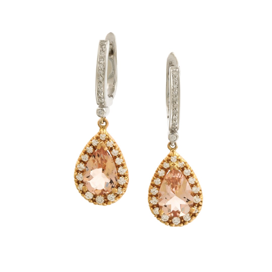 Elegant Morganite and Diamond Earrings in 18k Rose & White Gold by ...