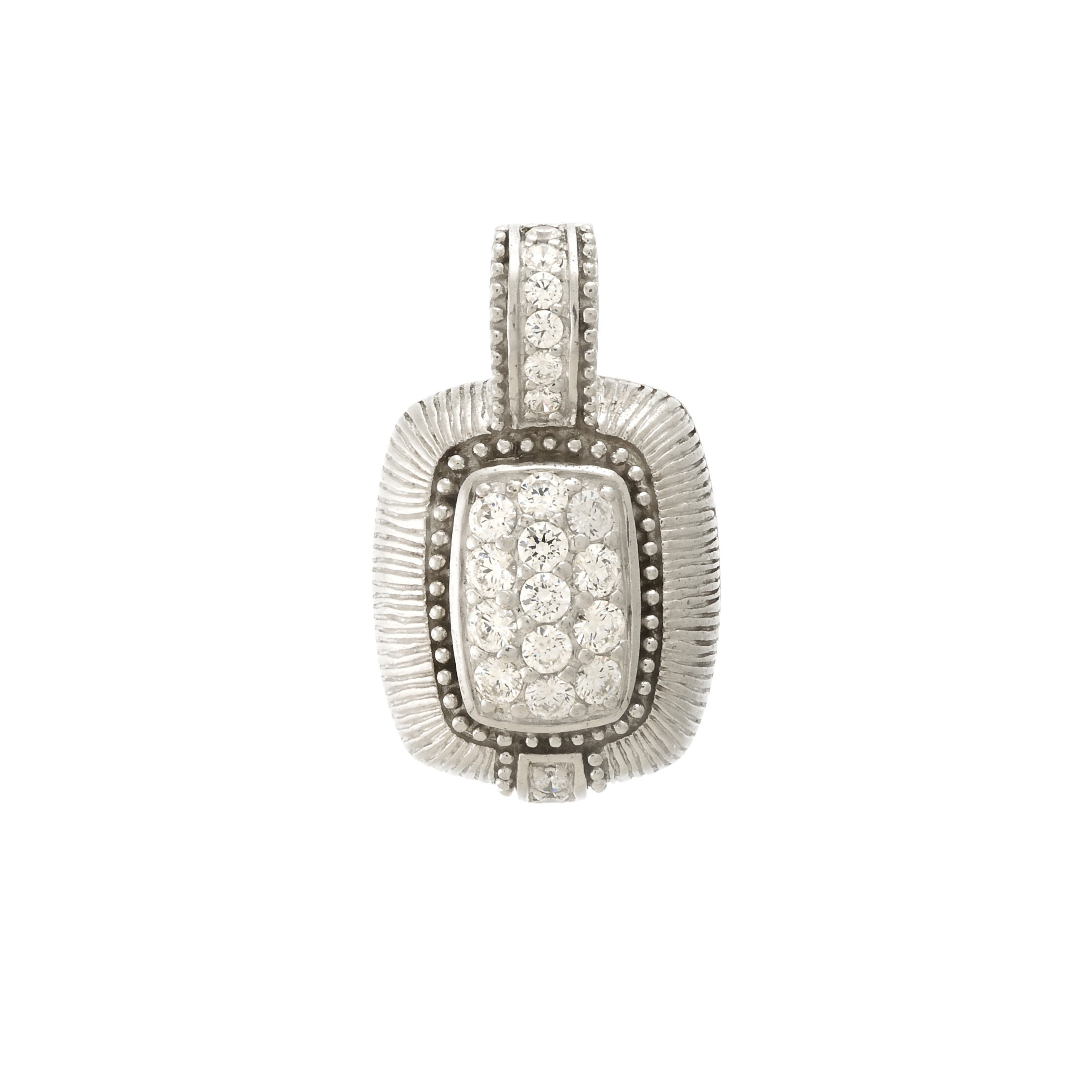Judith Ripka Sterling Silver Textured Enhancer Pendant With Cubic ...