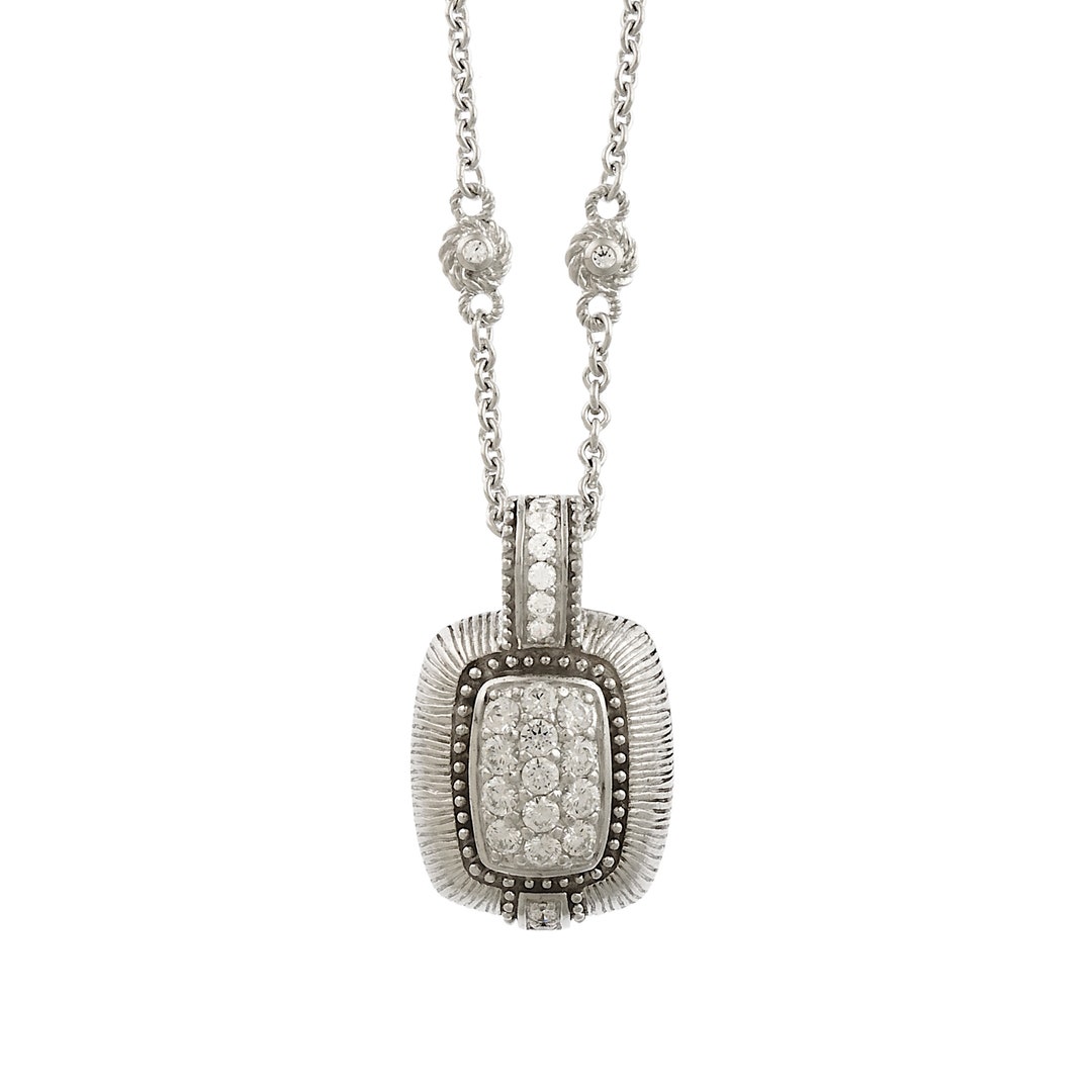 Judith Ripka Sterling Silver Textured Enhancer Pendant With Cubic ...