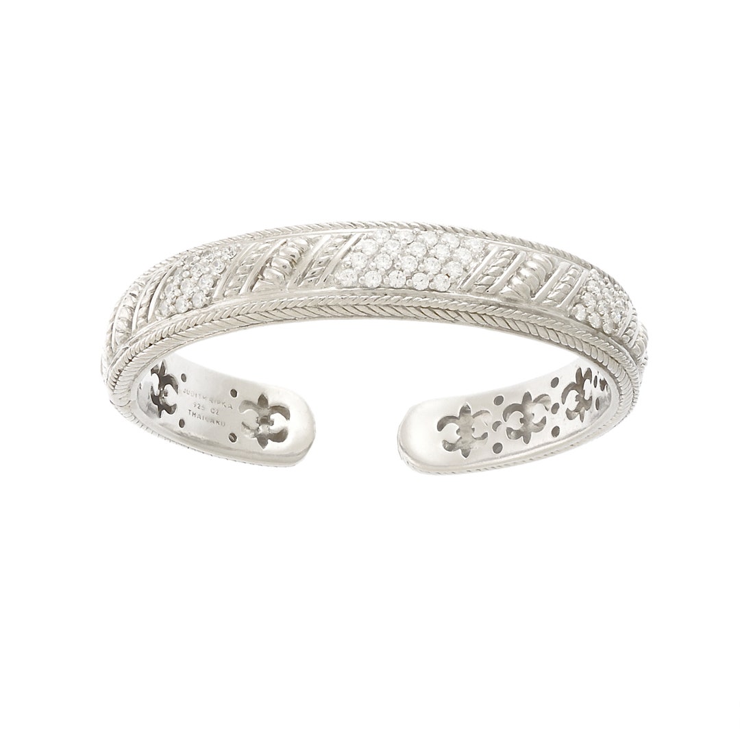 Judith Ripka Sterling Silver and Cubic Zirconia Hinged Cuff - Etsy