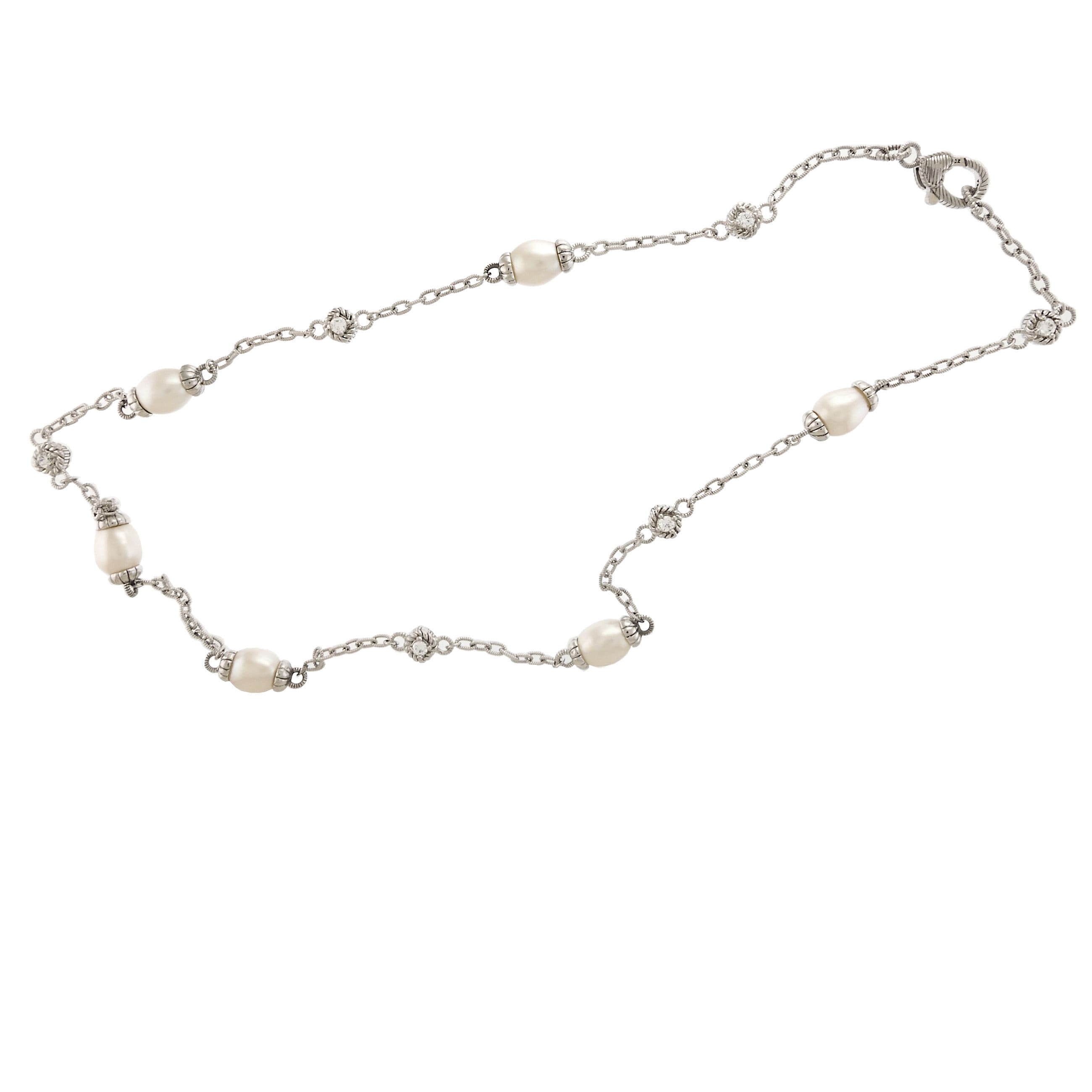 Judith Ripka Sterling Silver 18 Station Necklace With Cubic Zirconia ...