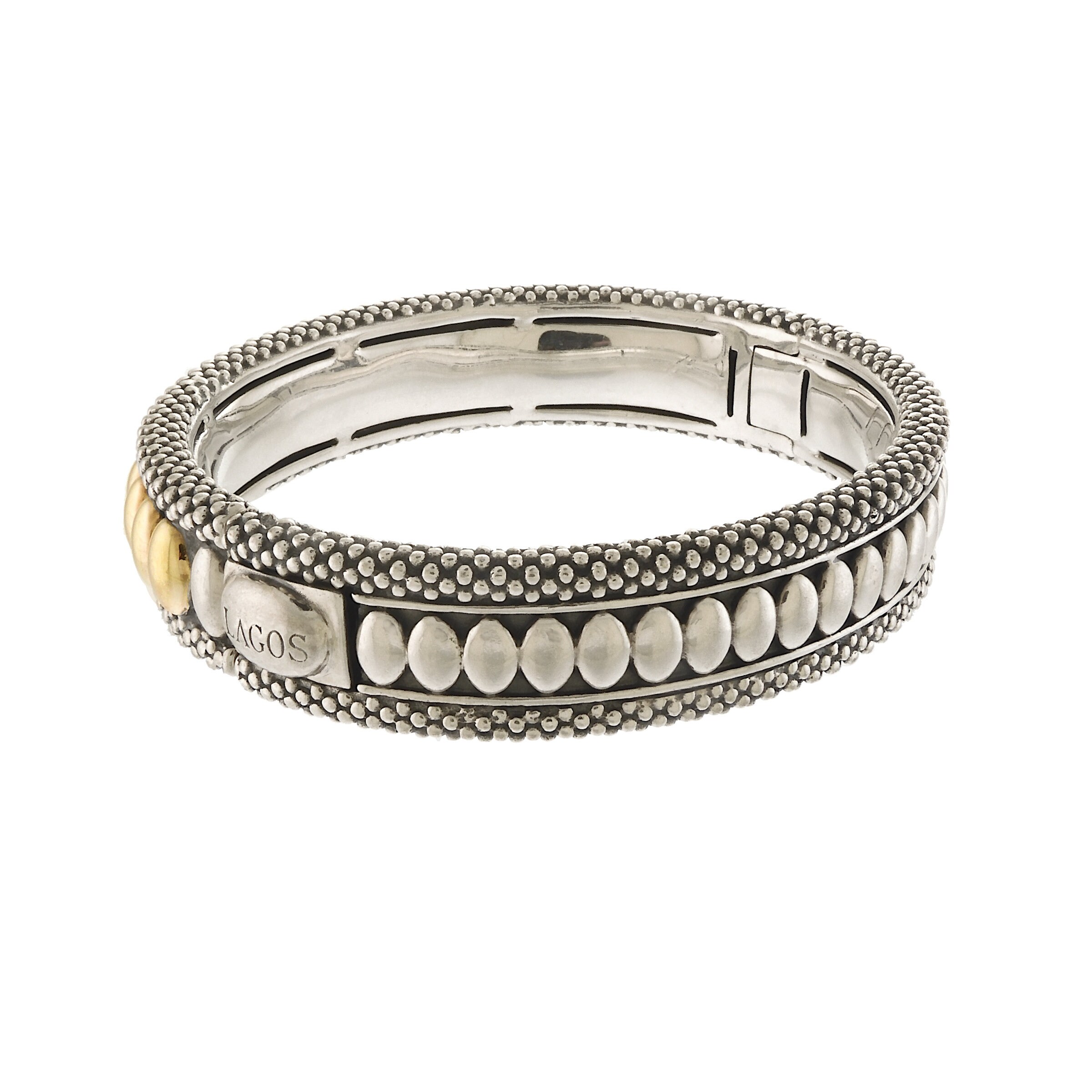 Vintage Lagos Two-tone Caviar Bangle Bracelet in 18k Yellow Gold and Sterling Silver - Etsy