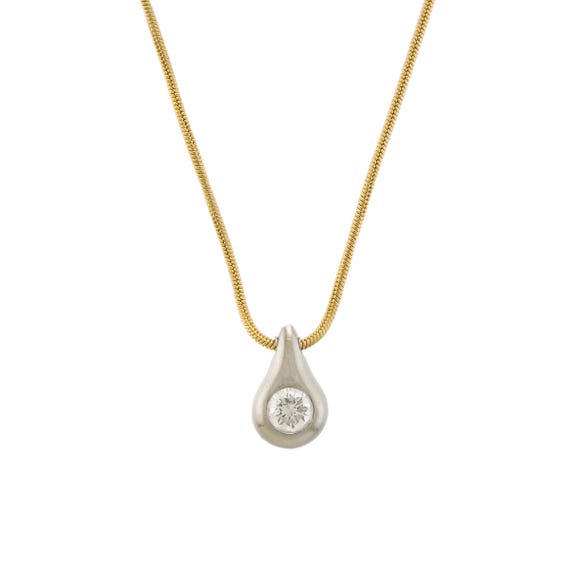 Simple and Sophisticated Diamond Drop Pendant in Plat… - Gem