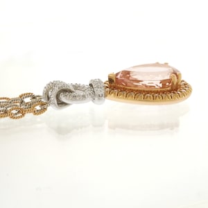 Elegant Morganite and Diamond Pendant in 18k Rose & White Gold by Makur ...