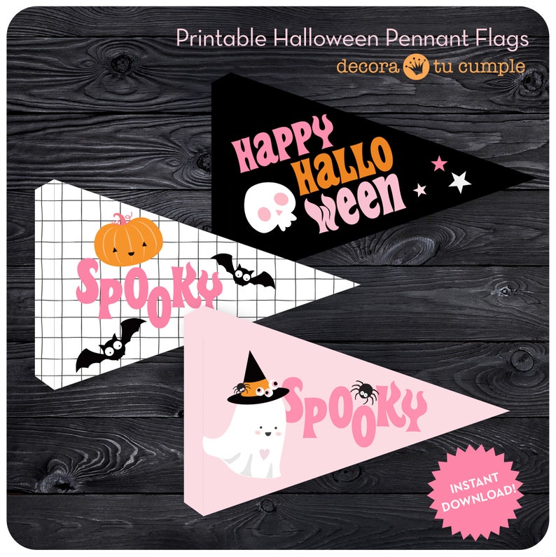 Pink Halloween Pennant Flags, DIY Party Decor (digital Download) - Etsy