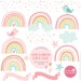 Boho Rainbow Pastel Colors Digital Papers and Cliparts, Scandinavian ...