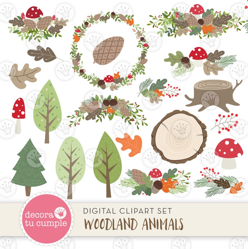 Woodland Animals Forest Papers and Cliparts Pack - Etsy