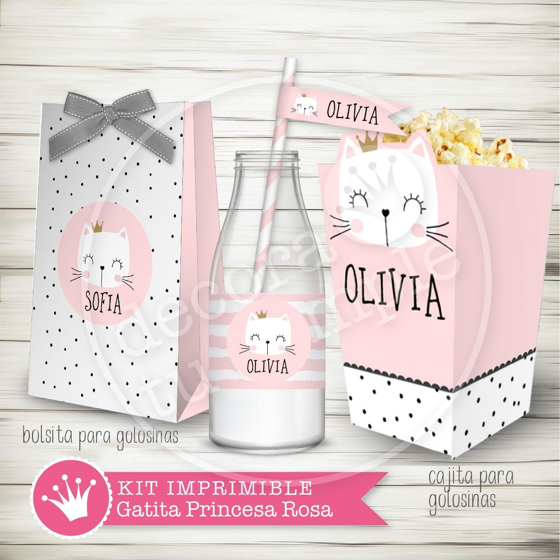Cute Kitten Cat Birthday Decorations Cute Digital Birthday - Etsy