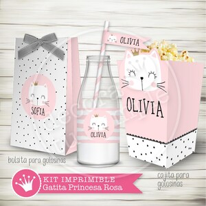 Cute Kitten Cat Birthday Decorations, Cute Digital Birthday Printable ...