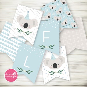 Cute Koala Baby Boy Greenery Party Birthday Printable Kit Tags - Etsy