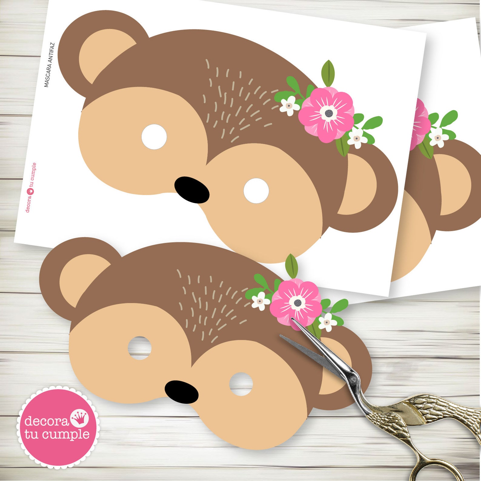 Printable Mask Jungle Animal Girl - Etsy