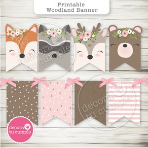 Woodland Animals Floral Printable Birthday Banner Bunting, A to Z and ...