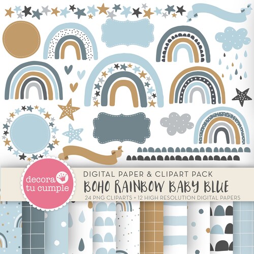 Scandinavian Boho Rainbow Stars Digital Cliparts Set Boho - Etsy