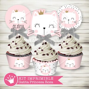 Cute Kitten Cat Birthday Decorations, Cute Digital Birthday Printable ...