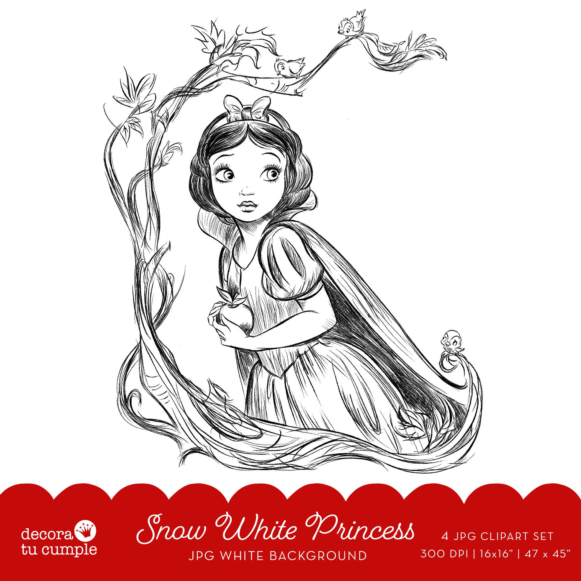 Snow White Princess JPG Clipart Set, Instant Download - Etsy