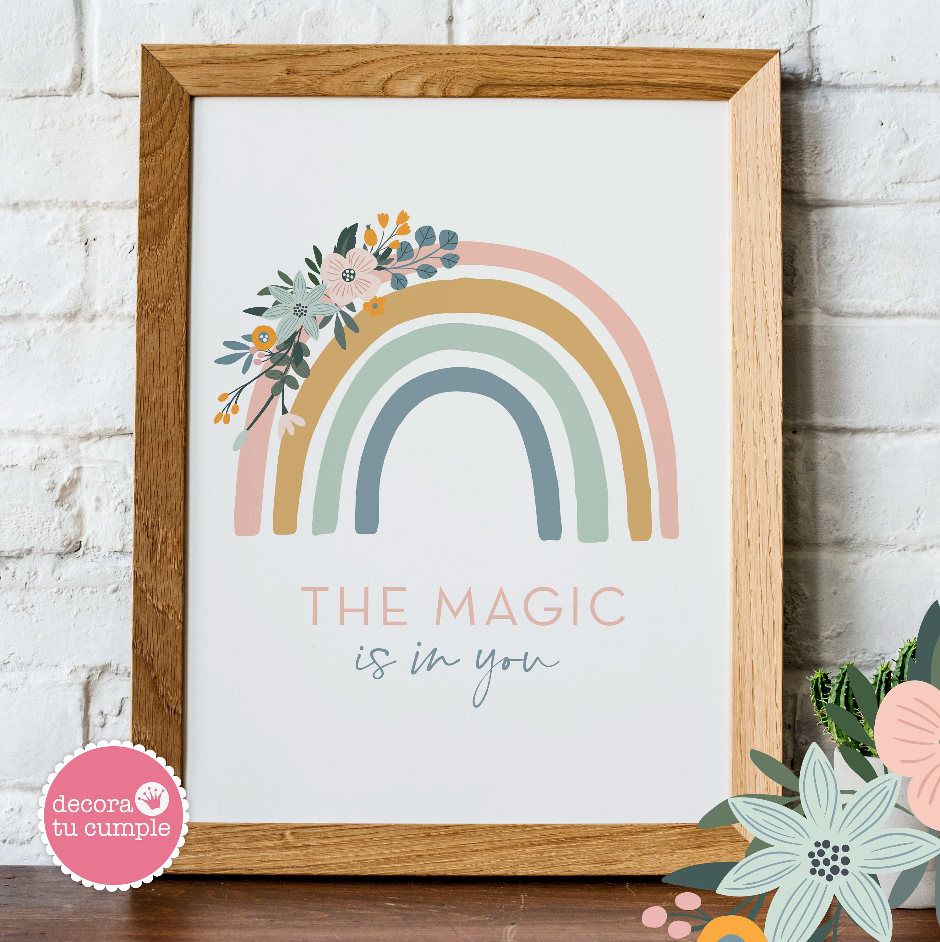 Boho Rainbow Floral Clipart and Papers, Nursery Decor (digital Download ...