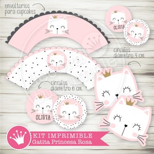 Cute Kitten Cat Birthday Decorations, Cute Digital Birthday Printable ...