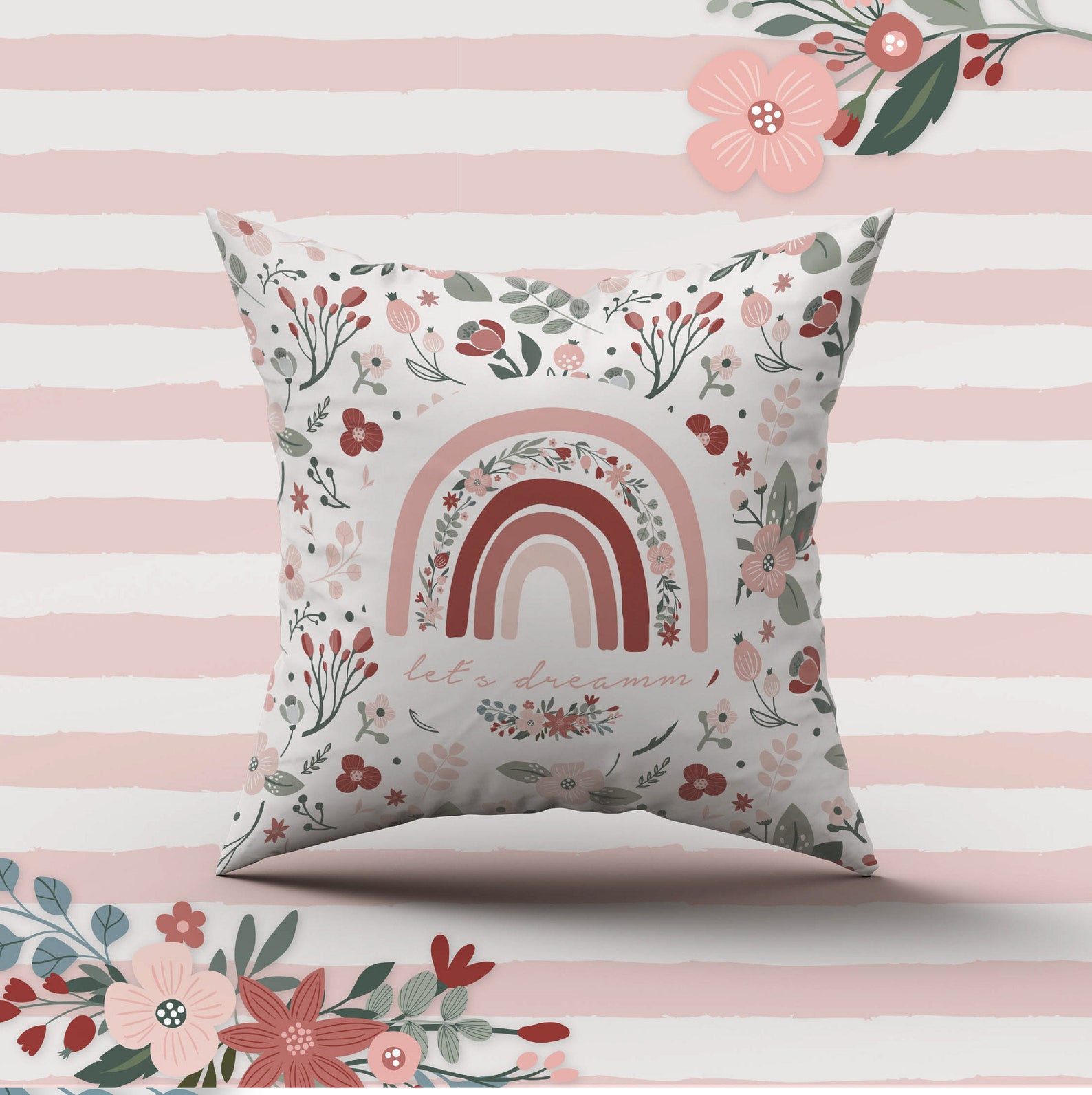 Boho Rainbow Floral Digital Papers and Cliparts Boho Rainbow - Etsy