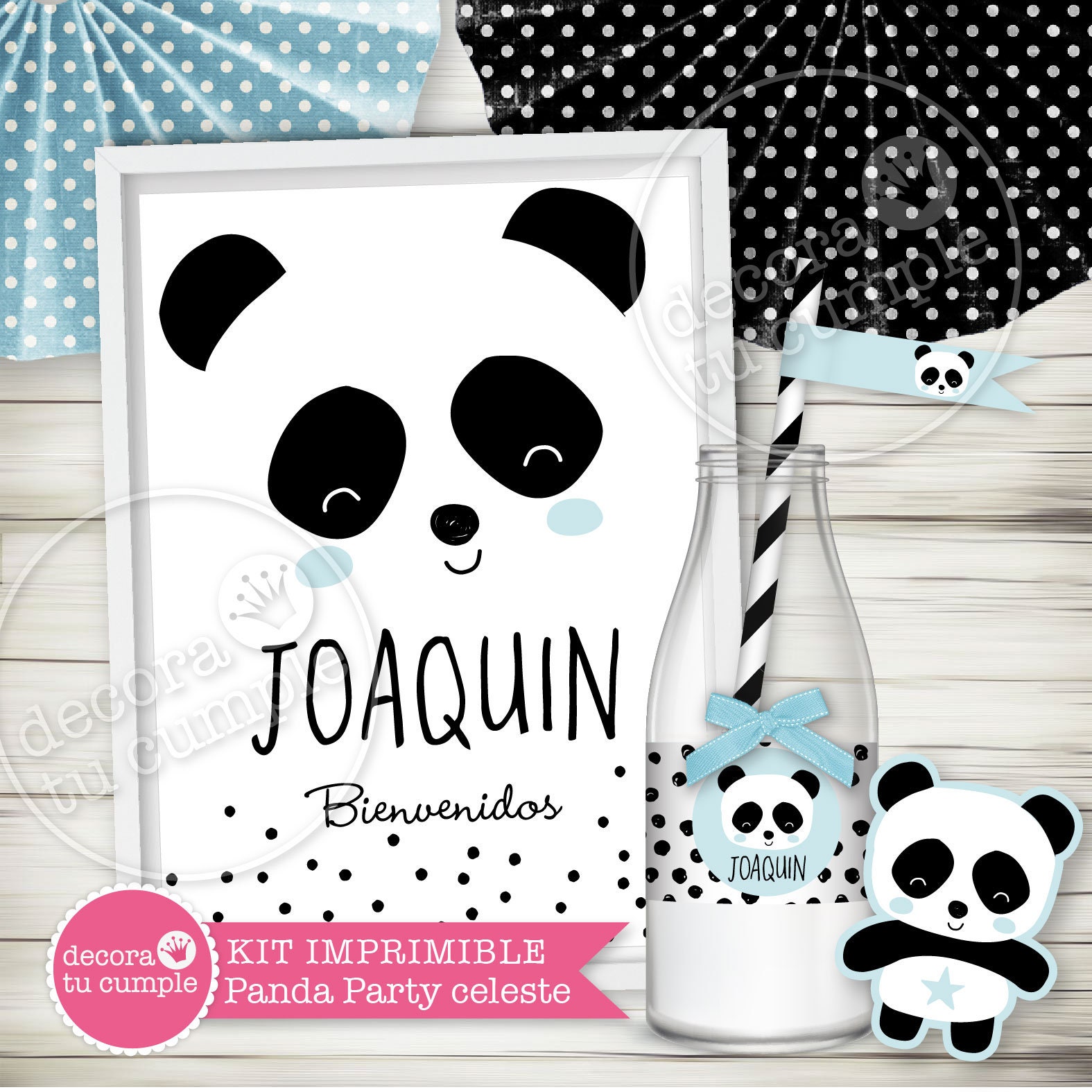 Panda Birthday Decorations Cute Baby Boy Panda Digital - Etsy