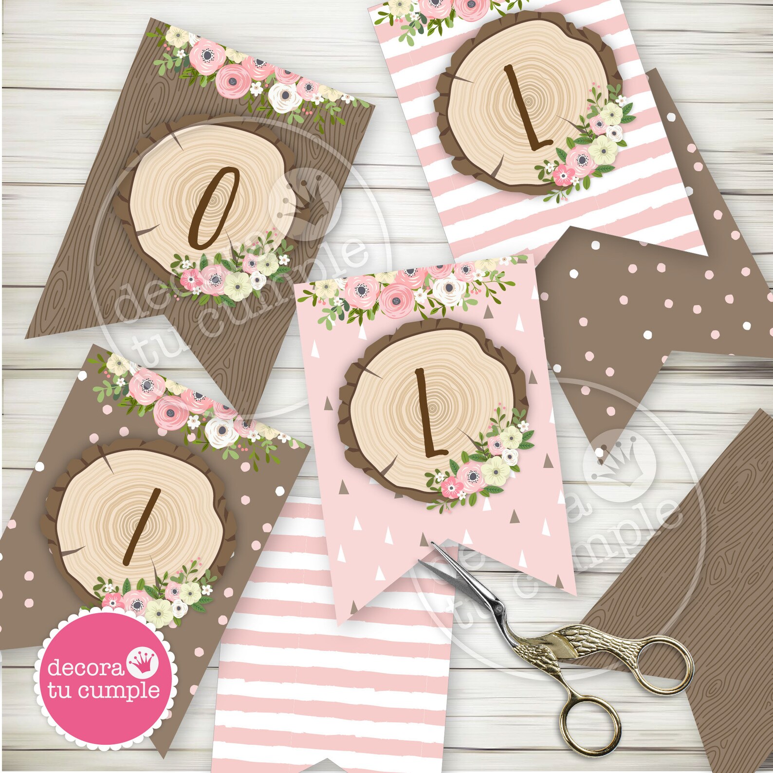 Woodland Animals Floral Printable Birthday Banner Bunting - Etsy