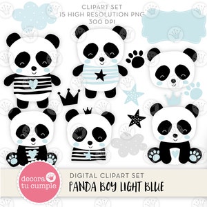 Cute Panda Boy Digital Papers and Cliparts Pack - Etsy