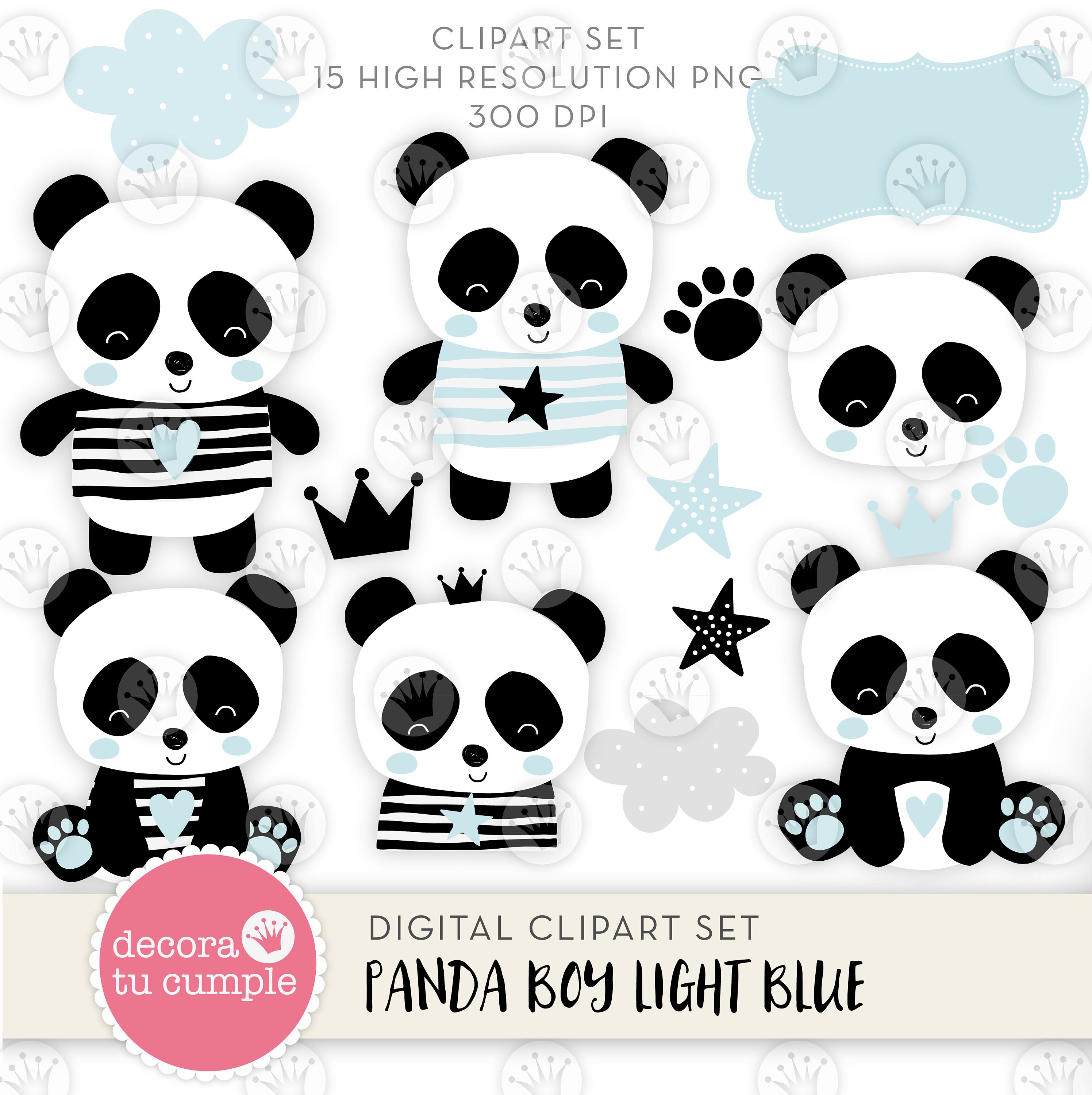 Cute Panda Boy Clipart and Papers (digital Download) - Etsy