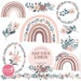Boho Rainbow Floral Clipart Set, Boho Rainbow, Blush Dusty Pink, Pastel ...