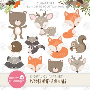 Woodland Forest Animals Friends Cliparts, Woodland Animals Digital ...