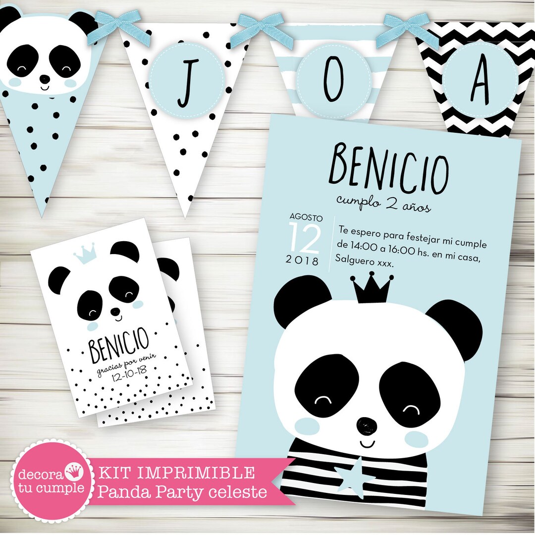 Panda Birthday Decorations Cute Baby Boy Panda Digital - Etsy