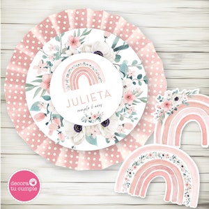 Printable Birthday Party Kit Boho Rainbow Watercolor Flowers - Etsy