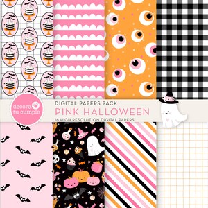 Pink Halloween Ghost Digital Papers, Nursery Clipart - Etsy
