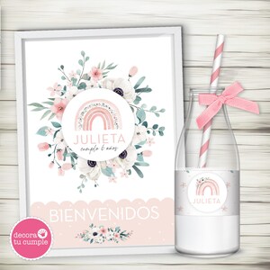 Printable Birthday Party Kit Boho Rainbow Watercolor Flowers - Etsy