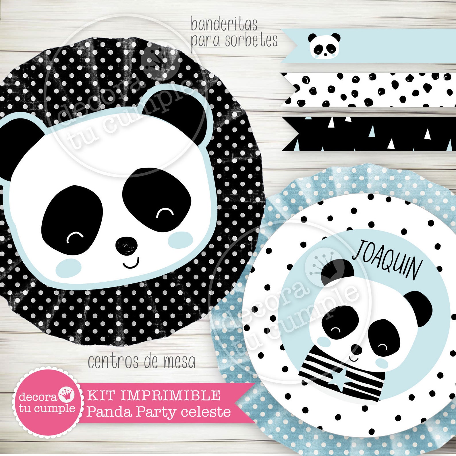 Panda Birthday Decorations Cute Baby Boy Panda Digital - Etsy