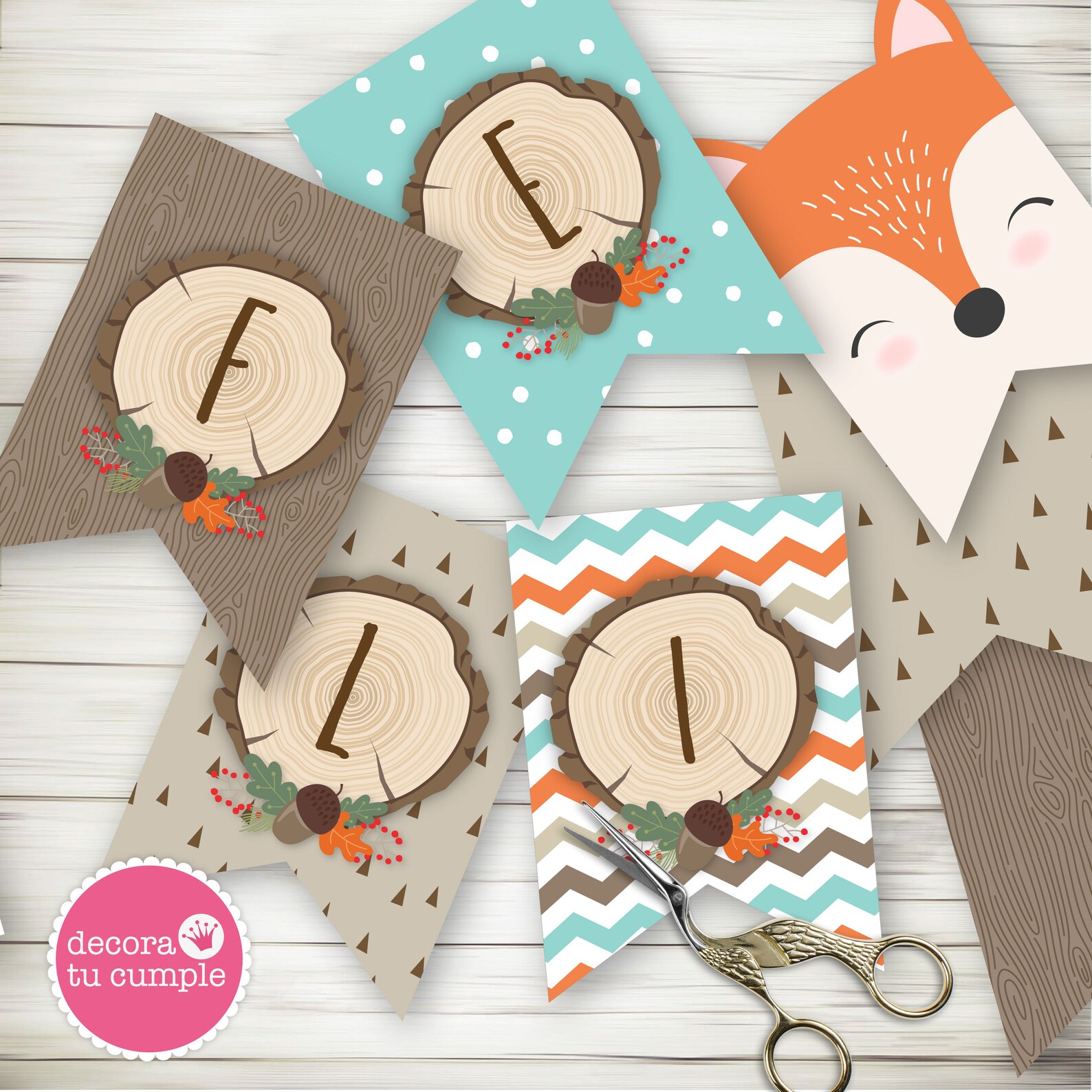 Woodland Animals Printable Birthday Banner Bunting Happy | Etsy