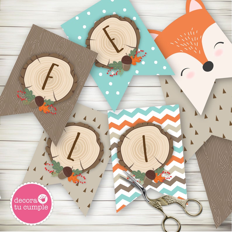 Woodland Animals Printable Birthday Banner Bunting Happy | Etsy