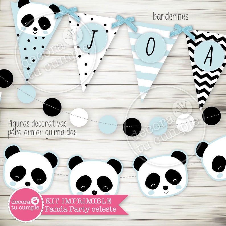 Panda Birthday Decorations Cute Baby Boy Panda Digital | Etsy