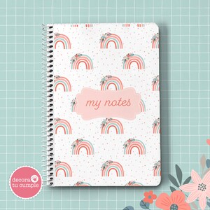 Boho Rainbow Floral Digital Papers and Cliparts, Boho Rainbow, Coral ...